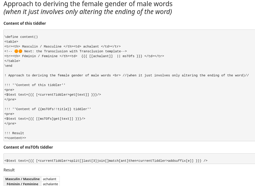 An example: When one is a huge fan of simple Transclusions and ...