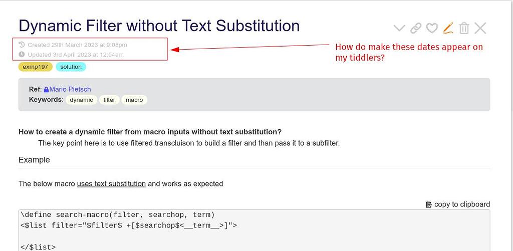 How To Add A Created And Modified Dates On Tiddlers Howto Talk Tw